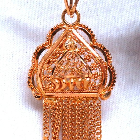 Jewelry | Vintage Tassel Medallion Tassel Iconic Emblem Pendant 22kt ...